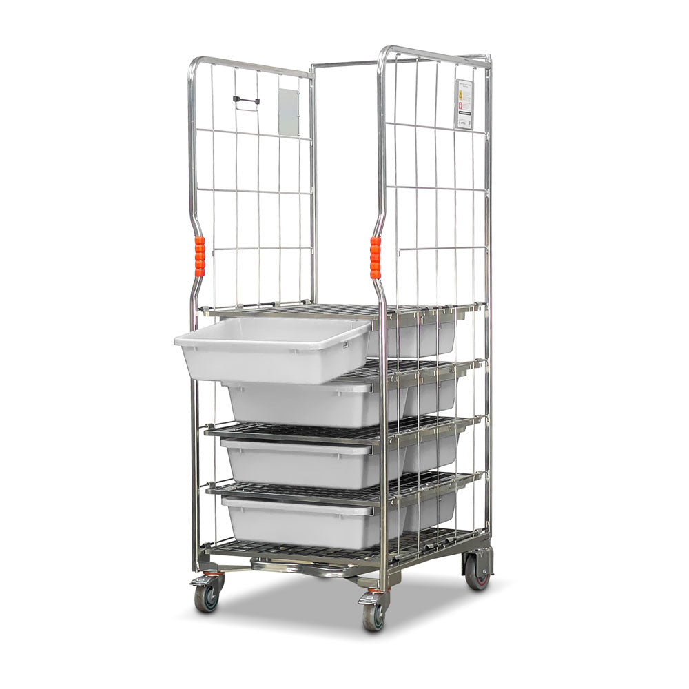 Kanban kitting and order picking roll cage trolley with 8 tote drawers ...